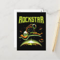 Rockstar astronaut playing guitar in space postcard | Zazzle