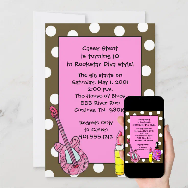 Rockstar Diva Birthday Invitations | Zazzle
