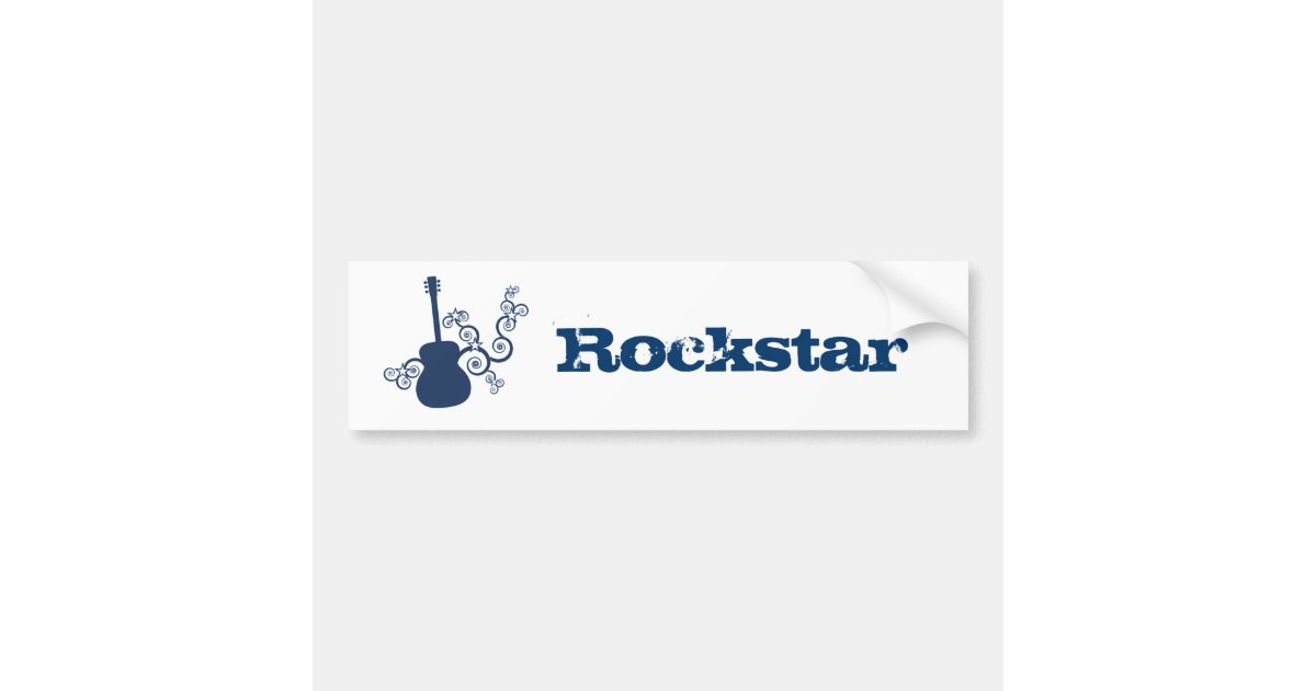 Rockstar Guitar Bumper Sticker, Royal Blue Bumper Sticker | Zazzle