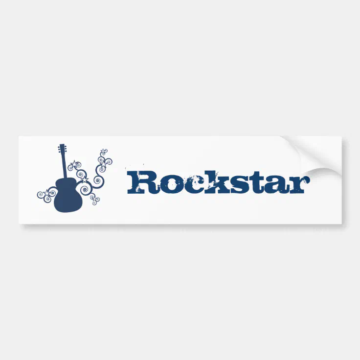 Rockstar Guitar Bumper Sticker, Royal Blue Bumper Sticker | Zazzle