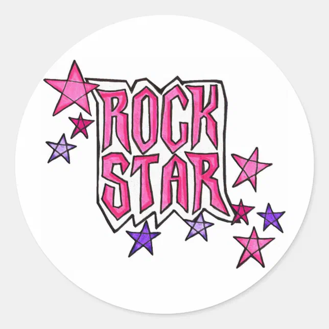 RockStar in PInk Classic Round Sticker | Zazzle
