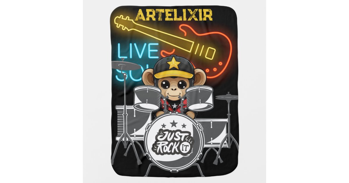 Rockstar Monkey Print Baby Blanket | Zazzle