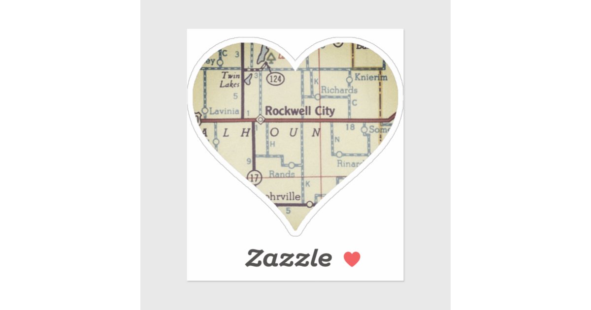 Rockwell City Iowa Vintage Map Sticker | Zazzle