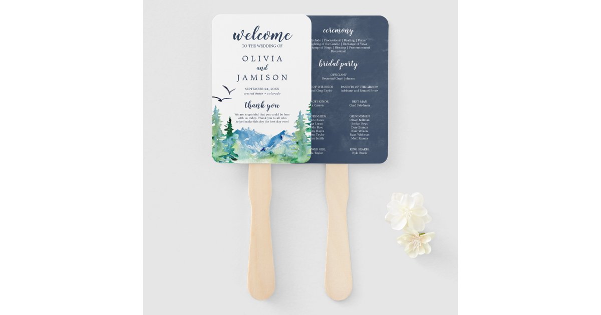 Rocky Mountain Destination Wedding Program Fan | Zazzle