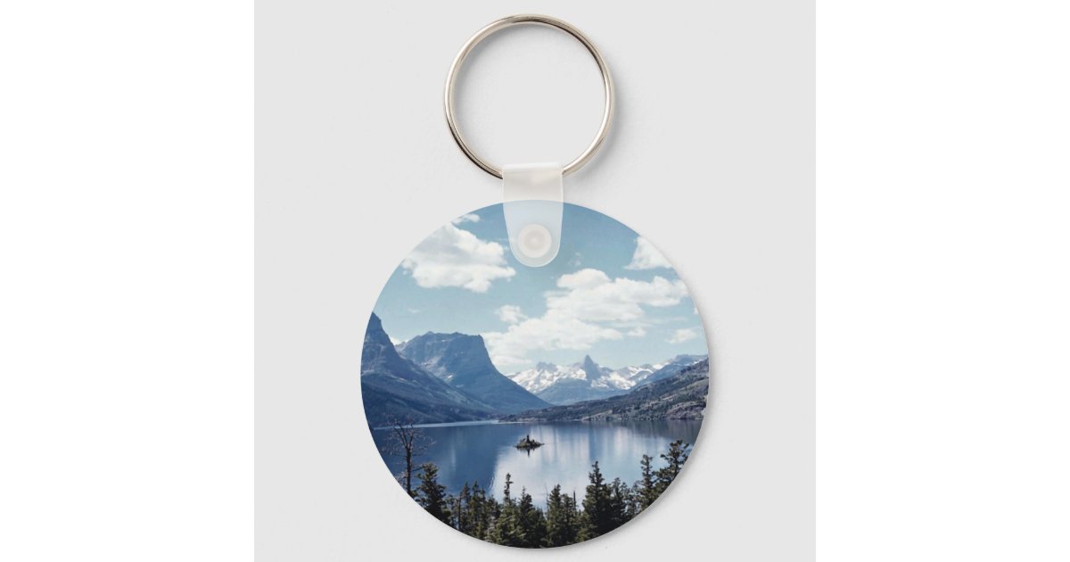 Rocky Mountain lake view, Glacier National Park, M Keychain | Zazzle