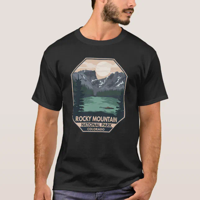 Rocky Mountain National Park Minimal Retro Emblem T-Shirt | Zazzle