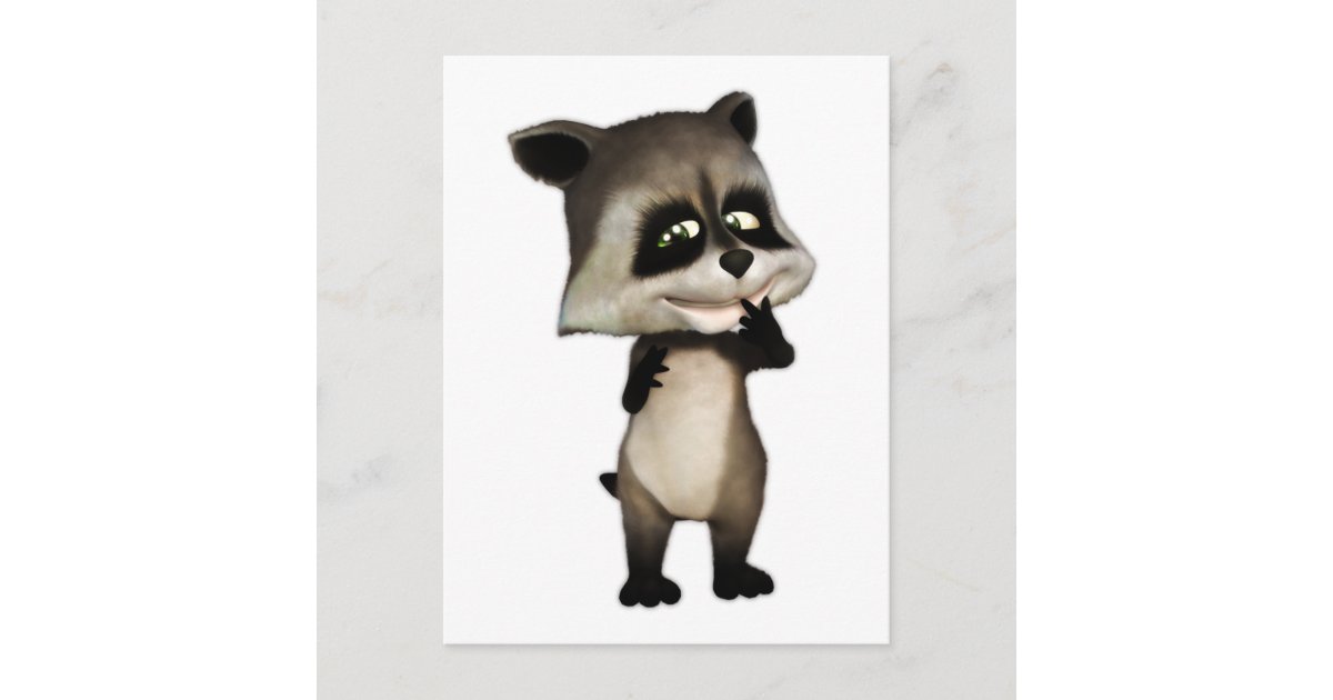 Rocky the Cute Cartoon Raccoon Postcard | Zazzle