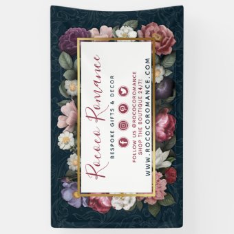 Rococo Damask & Elegant Floral Advertising Display Banner | Zazzle