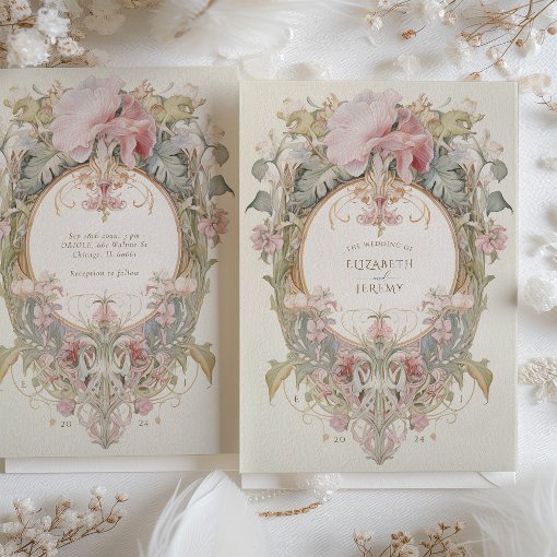 Rococo-Inspired Hibiscus Pastel Botanical Wedding Invitation | Zazzle