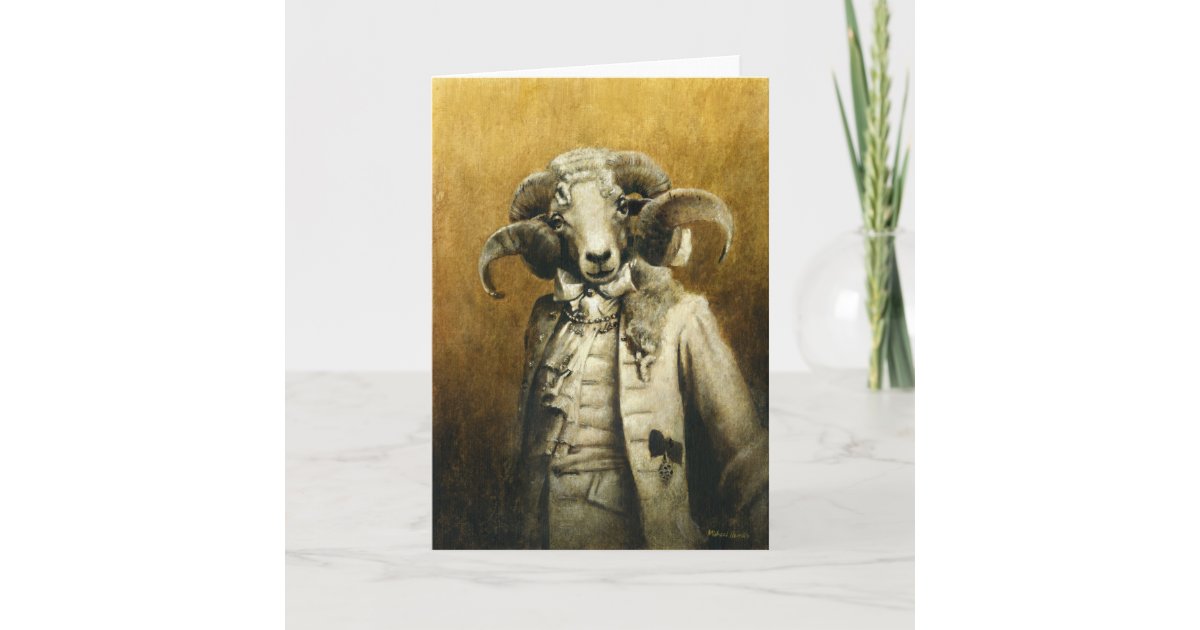 Rococo Ram Greetings Card | Zazzle