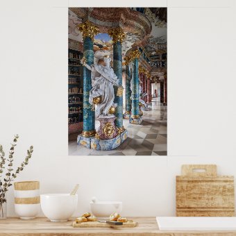 Rococo-Style Library Interior Poster | Zazzle