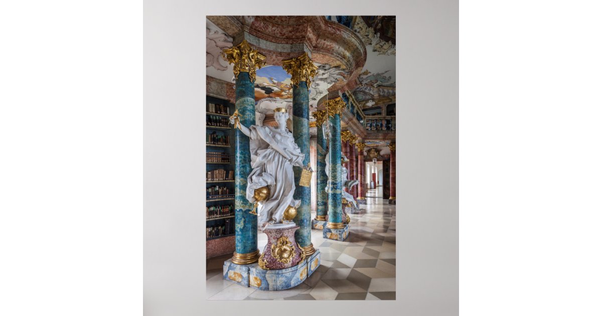 Rococo-Style Library Interior Poster | Zazzle