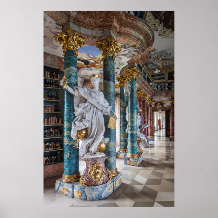 Rococo-Style Library Interior Poster | Zazzle