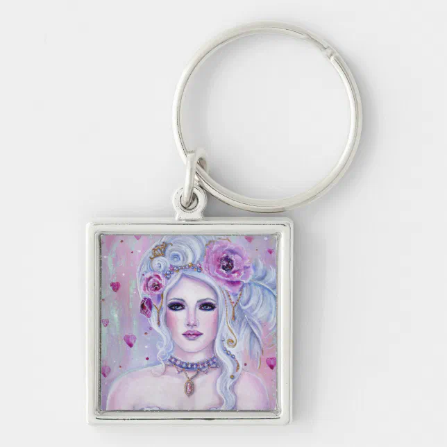 Rococo valentine fantasy art by Renee Lavoie Keychain | Zazzle