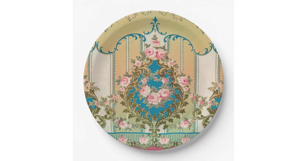 Rococo Versailles Frieze Baroque Vintage Wedding Paper Plates | Zazzle