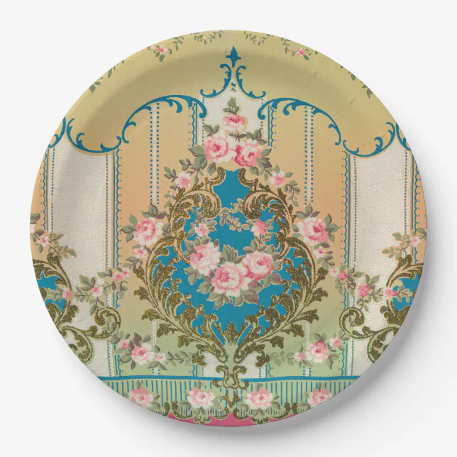 Rococo Versailles Frieze Baroque Vintage Wedding Paper Plates | Zazzle