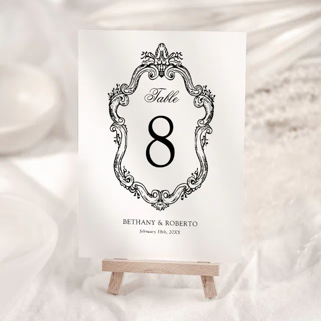 Rococo Vintage Wedding Table Number | Zazzle