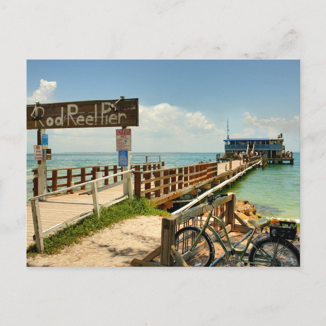 Rod & Reel Pier Postcard | Zazzle
