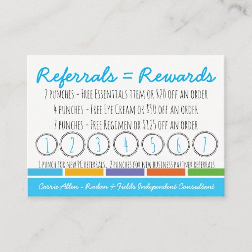 Rodan & Fields Referral Punch Caard Loyalty Card | Zazzle