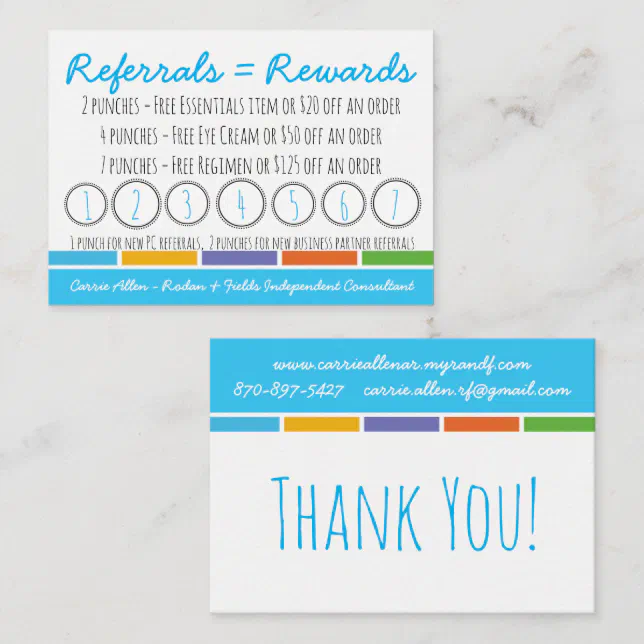 Rodan & Fields Referral Punch Caard Loyalty Card | Zazzle