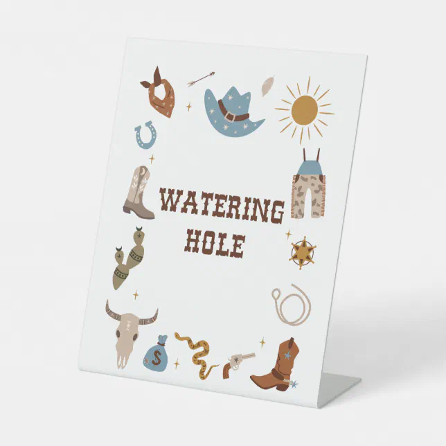 Rodeo Birthday Watering Hole Water Station Pedestal Sign | Zazzle