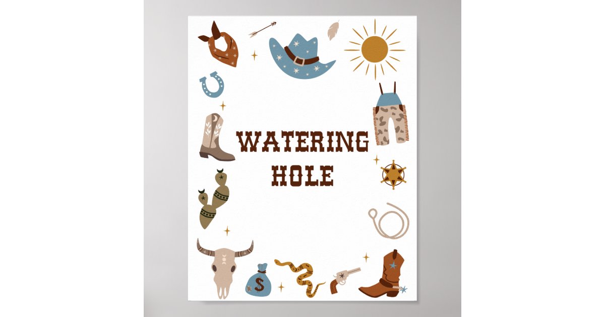 Rodeo Birthday Watering Hole water station sign | Zazzle