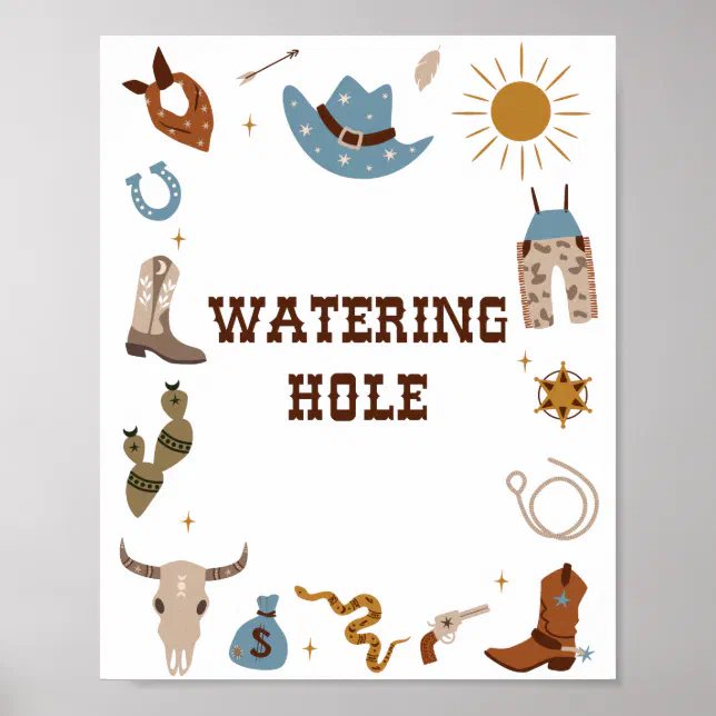 Rodeo Birthday Watering Hole water station sign | Zazzle