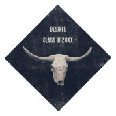 Rodeo Black Rustic Western Country Bull Skull Graduation Cap Topper ...