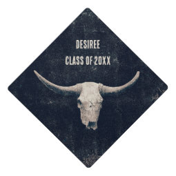 Rodeo Black Rustic Western Country Bull Skull Graduation Cap Topper ...