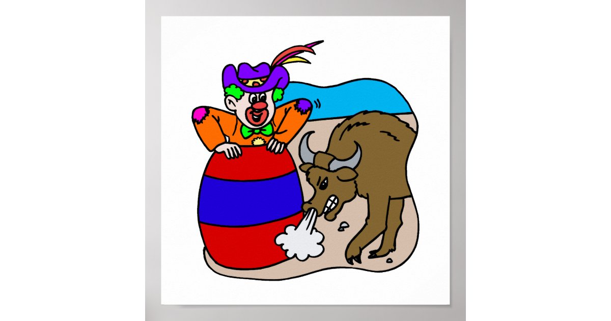Rodeo Clown in Barrel Poster | Zazzle