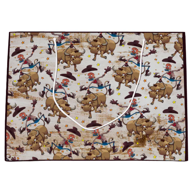 Rodeo Cowboy Bull Riding Country Western Large Gift Bag | Zazzle