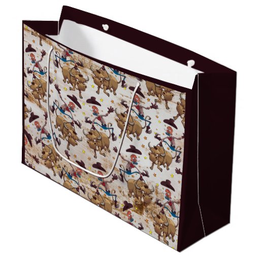 Rodeo Cowboy Bull Riding Country Western Large Gift Bag | Zazzle