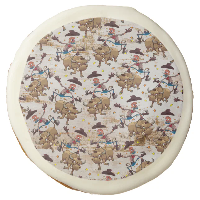 Rodeo Cowboy Bull Riding Country Western Sugar Cookie | Zazzle