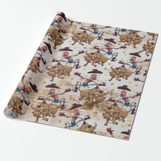 Rodeo Cowboy Bull Riding Country Western Wrapping Paper | Zazzle.com