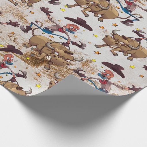Rodeo Cowboy Bull Riding Country Western Wrapping Paper | Zazzle