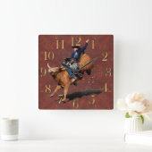 Rodeo Cowboy Bull-Riding Western Themed Clock | Zazzle