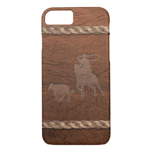 Rodeo Cowboy - Calf Roping, Leather & Rope Case-Mate iPhone Case | Zazzle