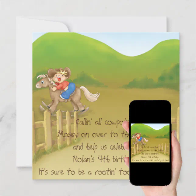 rodeo cowboy kids birthday theme invitation | Zazzle