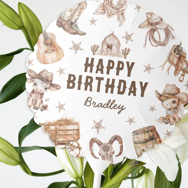 Rodeo Cowboy Kids Happy Birthday Balloon | Zazzle