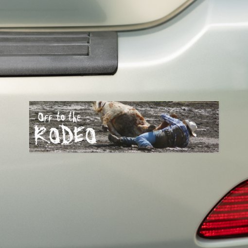 Rodeo Cowboy Steer Wrestling Bumper Sticker | Zazzle