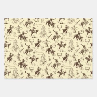 Rodeo Cowboy Western Horses Pattern Wrapping Paper Sheets | Zazzle