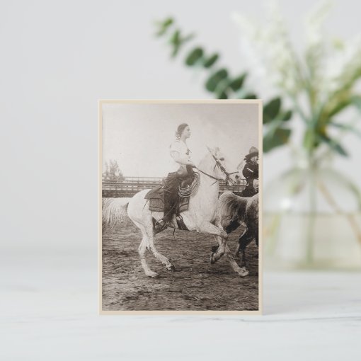 Rodeo Cowgirl Vintage Photo Postcard | Zazzle