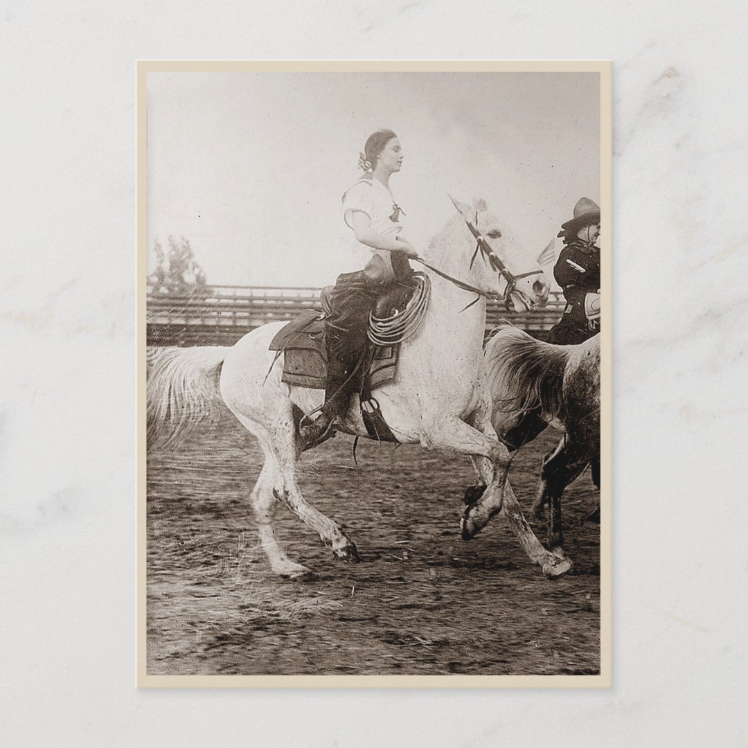 Rodeo Cowgirl Vintage Photo Postcard | Zazzle