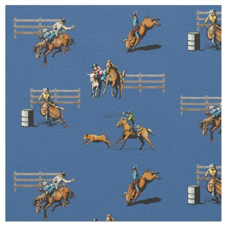 Western Rodeo Events Cowboy Cowgirl Fabric | Zazzle
