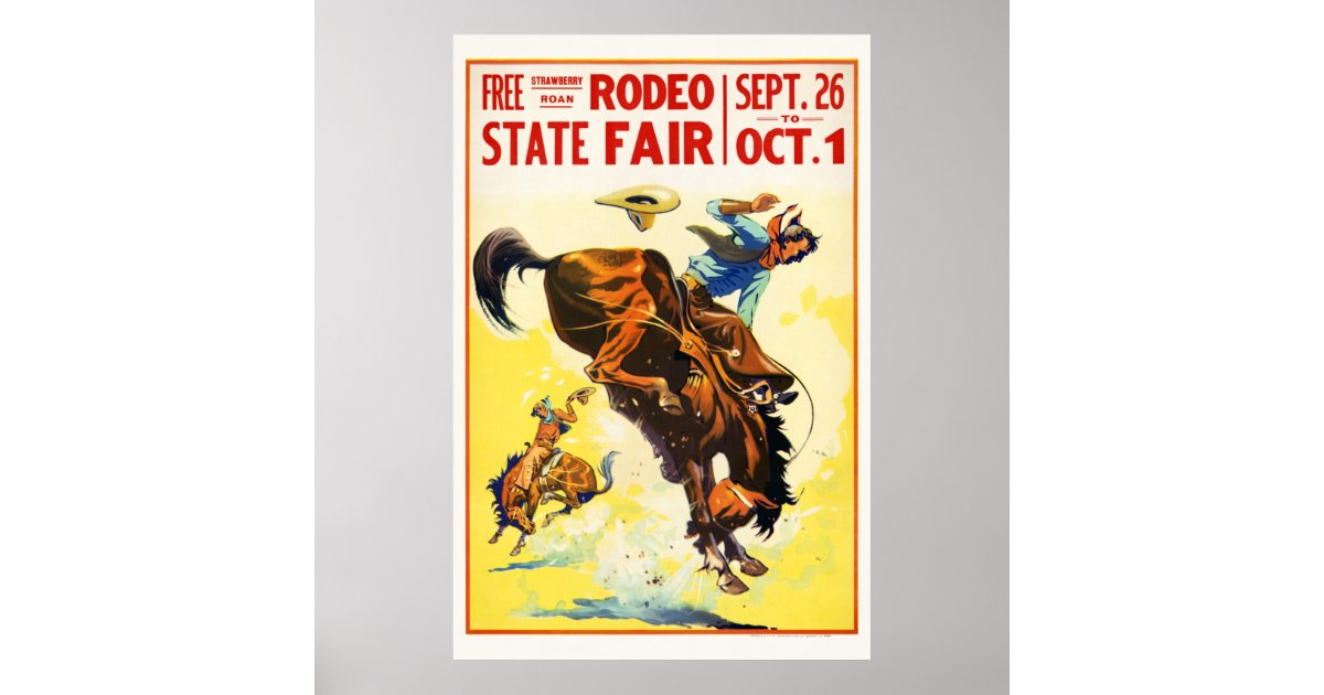 Rodeo State Fair USA Vintage Poster Restored 1930s | Zazzle