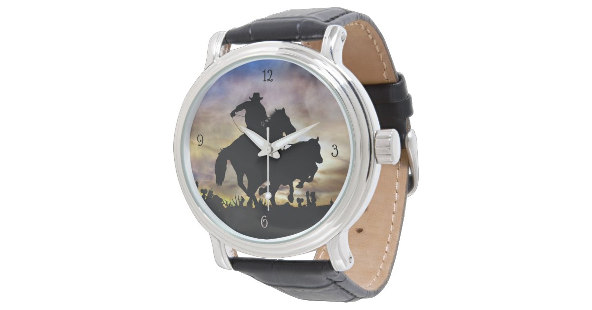 Rodeo Steer Roping Cowboy Watch | Zazzle