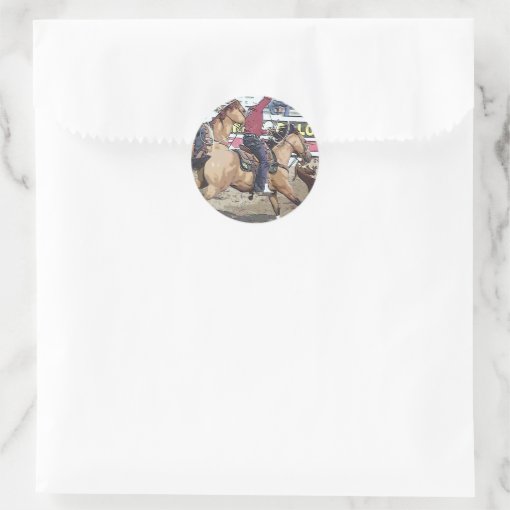 Rodeo Team Roping Classic Round Sticker | Zazzle