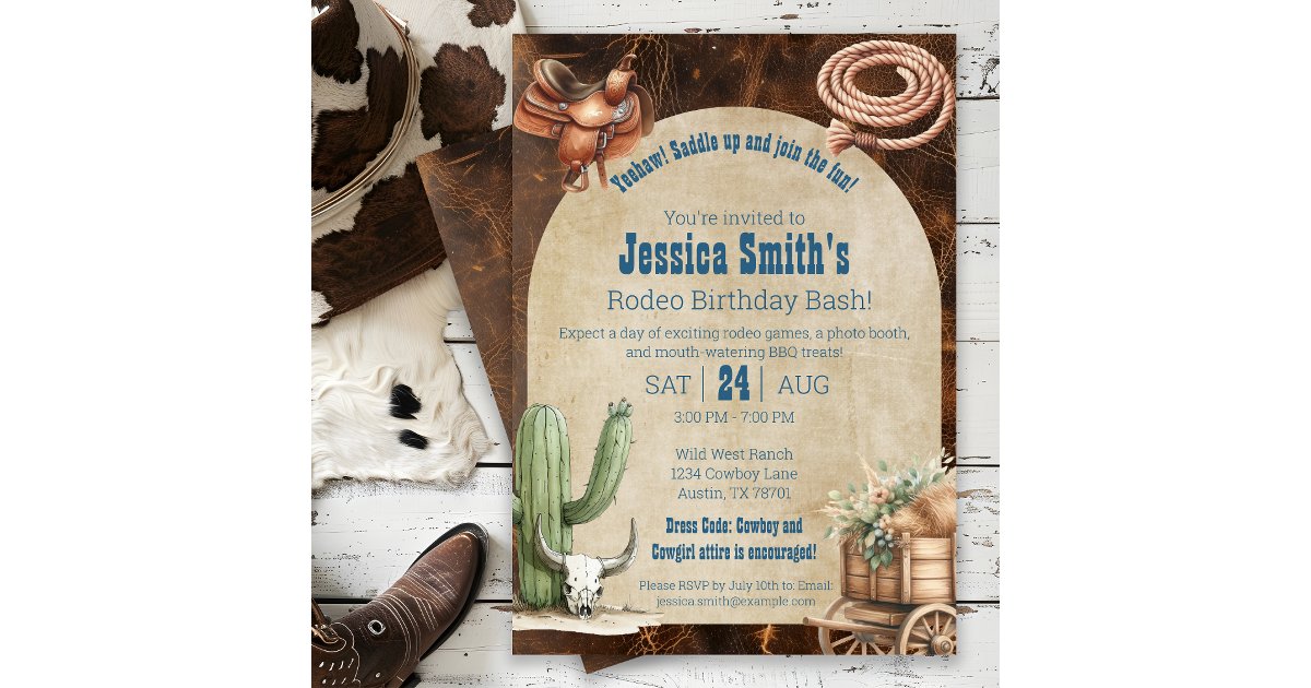 Rodeo Themed Adult Birthday Invitation | Zazzle