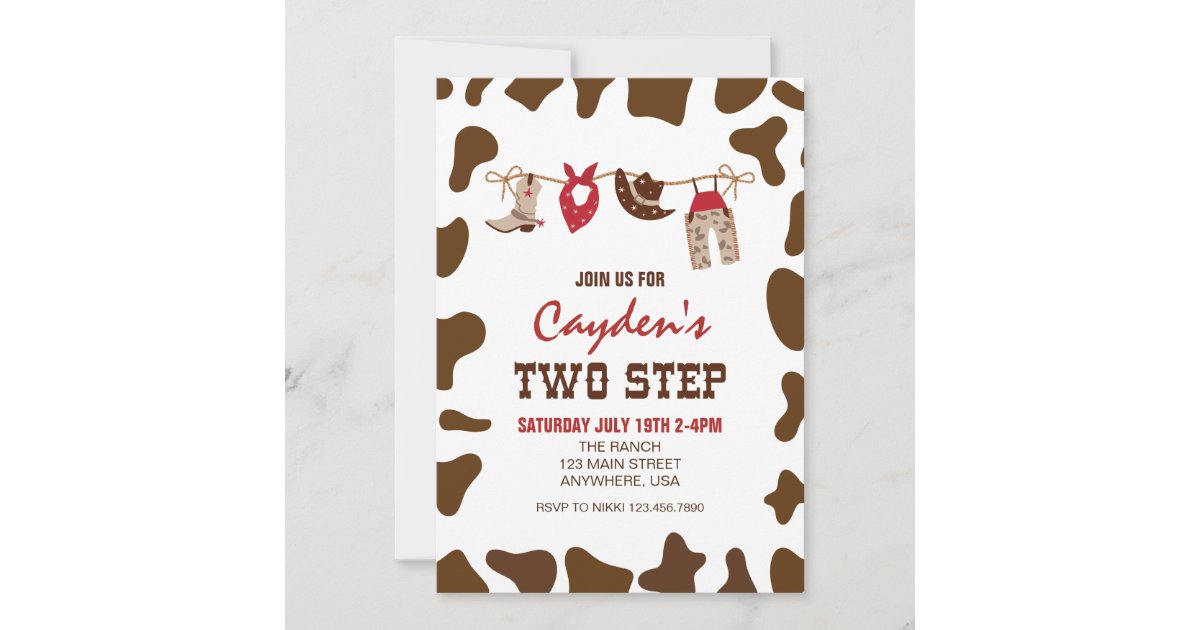 Rodeo Two step Western Cowboy 2ND Birthday Invitation | Zazzle