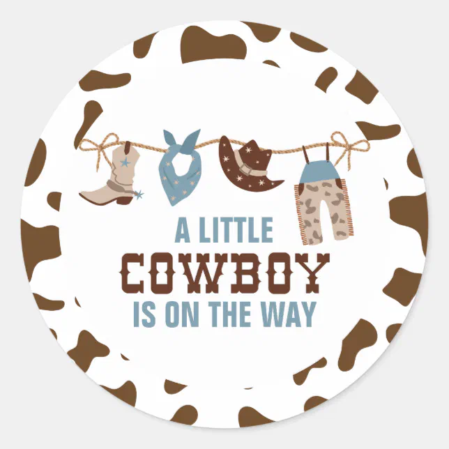 Rodeo Western Cowboy Baby Shower Classic Round Sticker | Zazzle